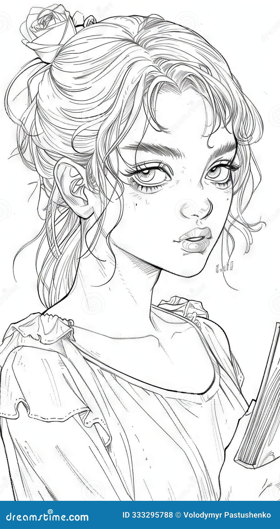 A Drawing of a Girl Holding a Book Stock Photo - Image of girl, hand ...