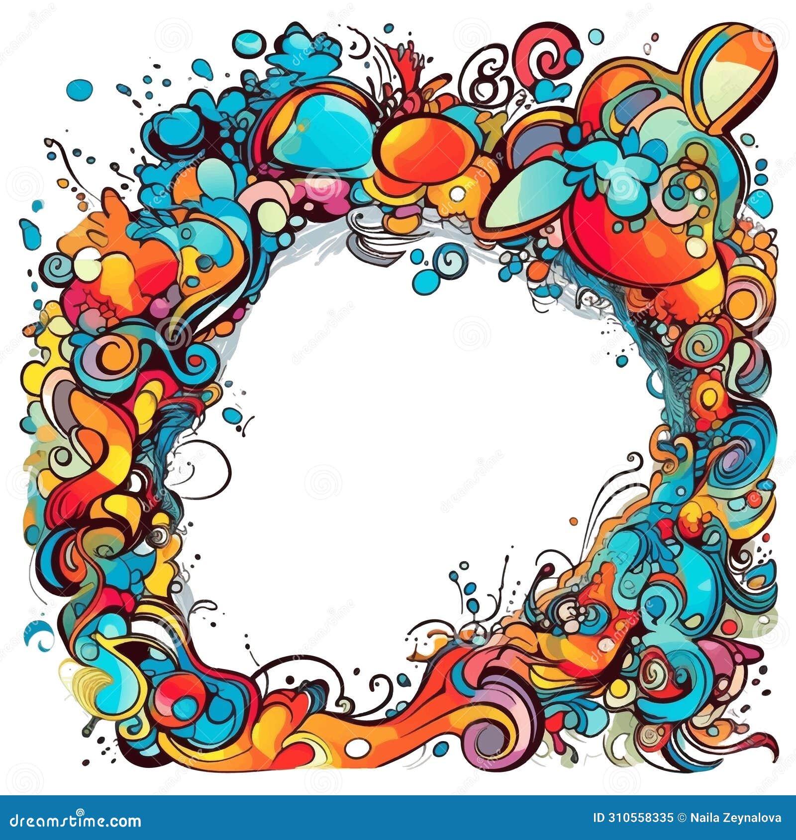 Drawing Graffiti Style Colorful Artistic Paint Frame Border Pattern ...