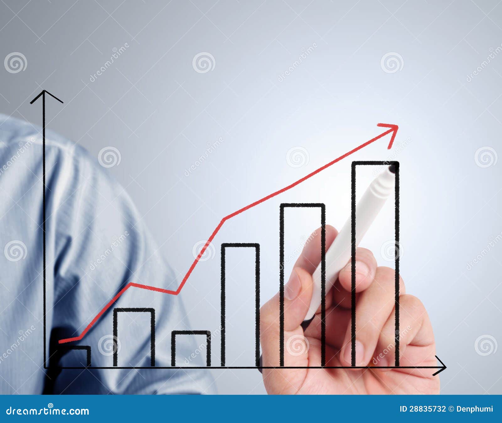 Drawing a graph stock illustration. Illustration of manager - 28835732