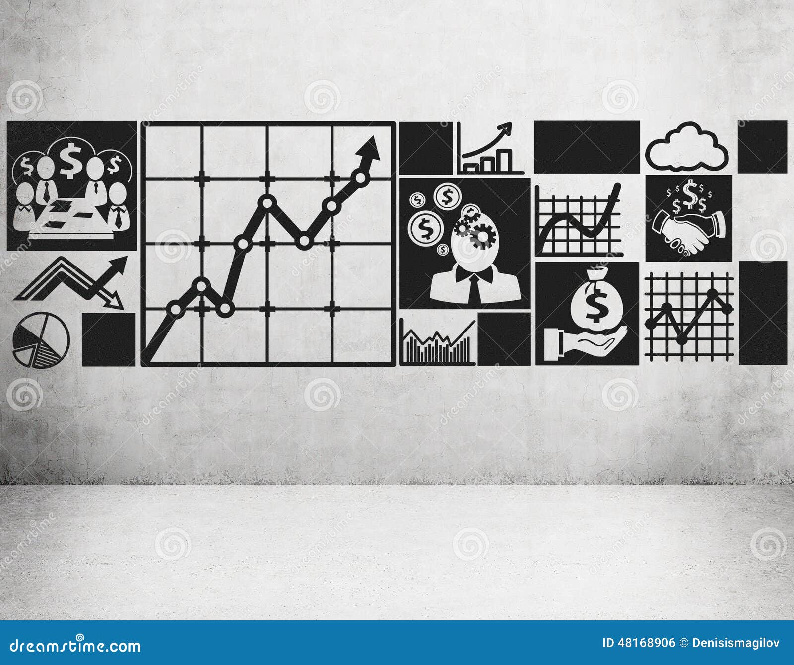 Drawing graph on wall stock photo. Image of chalk, diagram - 48168906