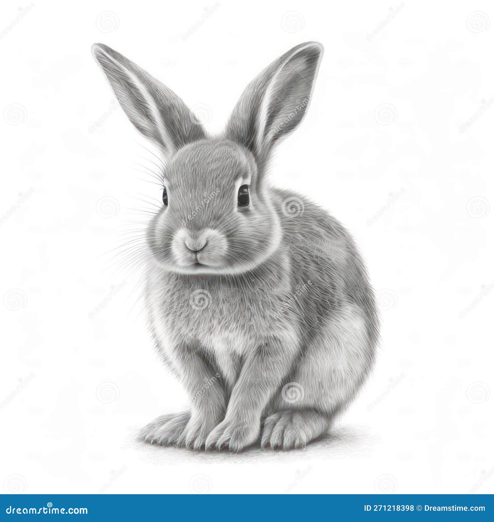 Drawing Gray Rabbit Isolate on White Background . Stock Illustration ...
