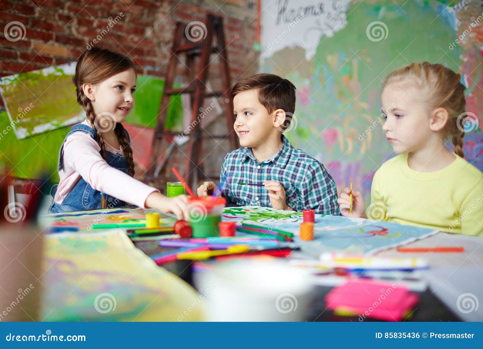 Drawing in group stock photo. Image of children, girl - 85835436
