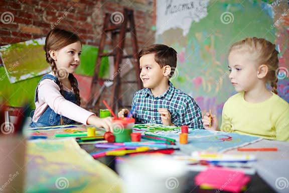 Drawing in group stock photo. Image of children, girl - 85835436