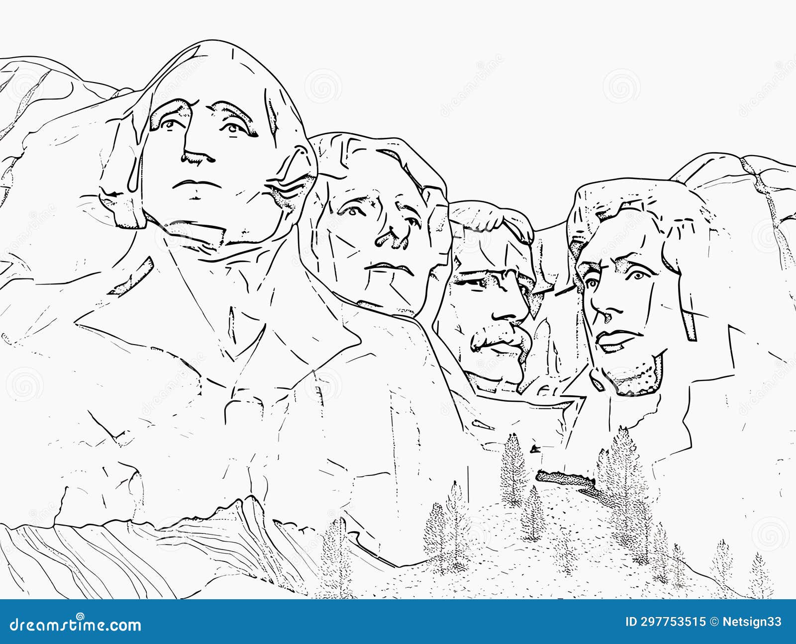 A Drawing of a Group of People - Four Presidents on Mount Rushmore ...