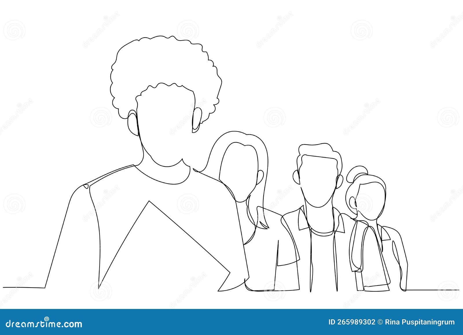 Drawing of Group of Students Standing in Line. Single Continuous Line ...