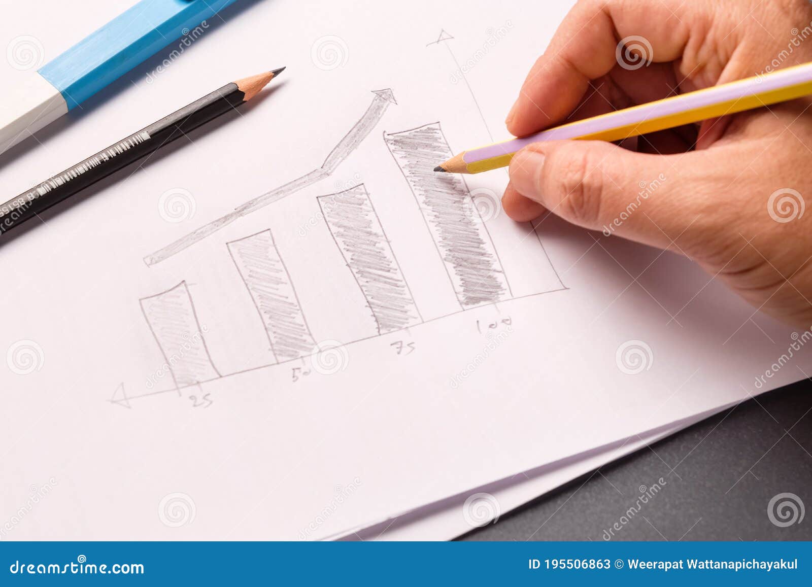 Drawing Growth Graph stock image. Image of easy, ascending - 195506863
