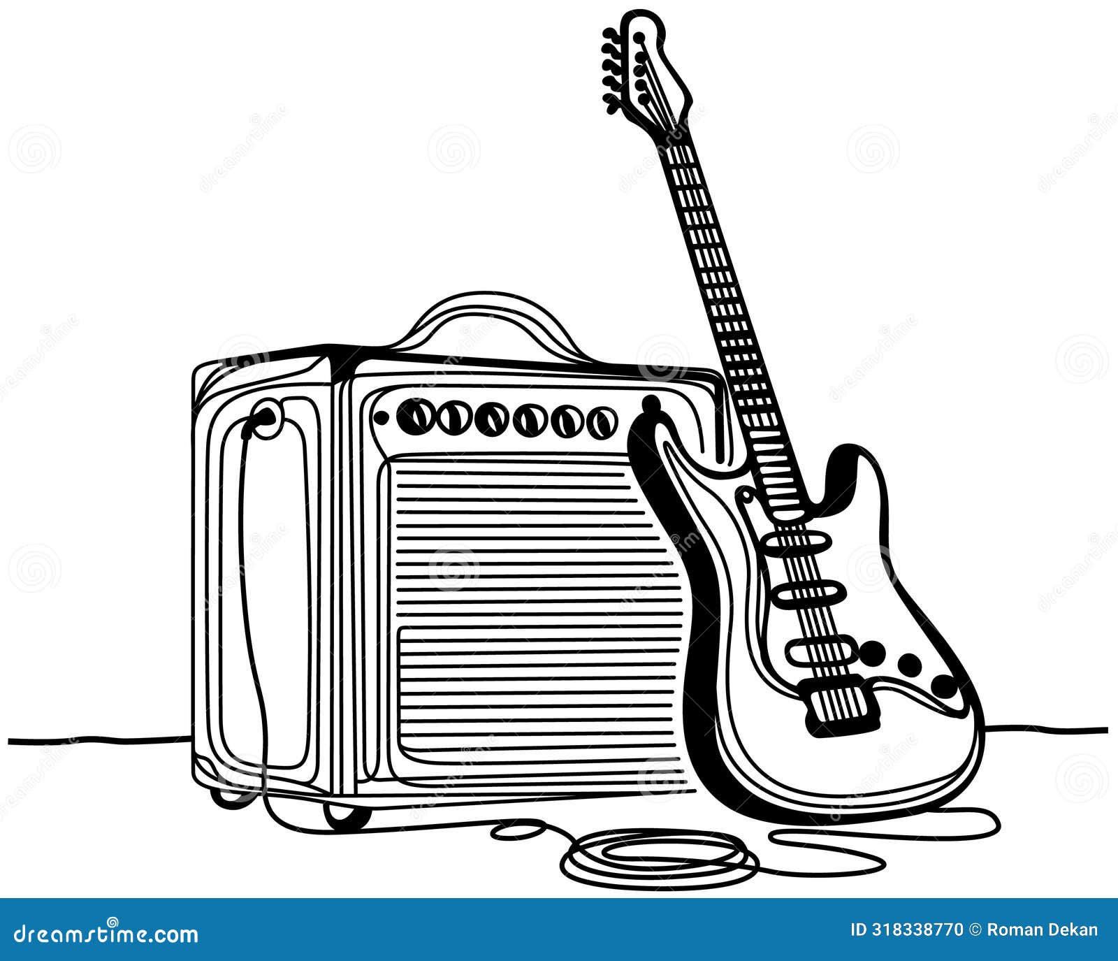 Drawing Of Guitar And Amplifier Vector Illustration | CartoonDealer.com ...