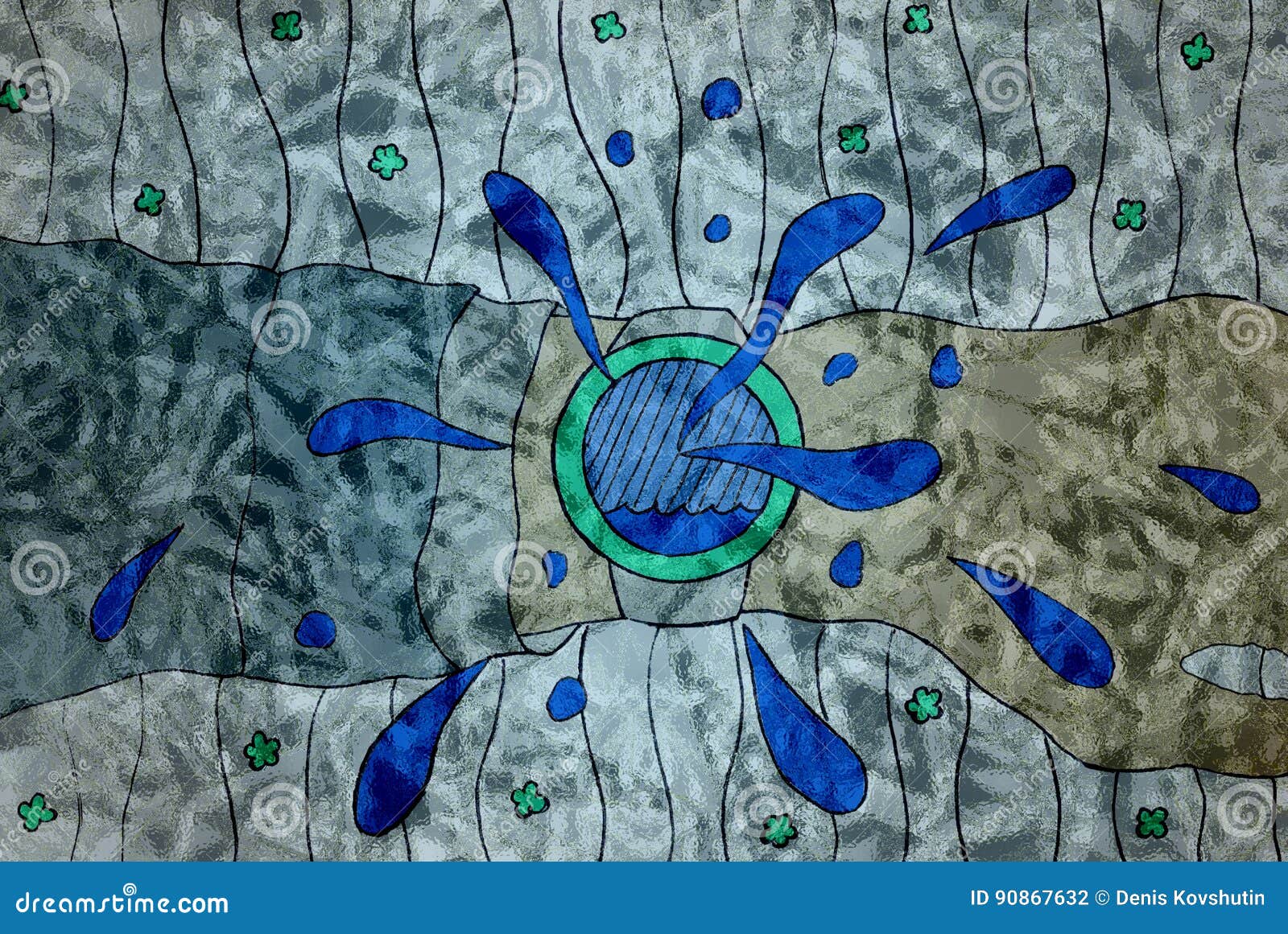 Drawing of a Hand with a Clock on an Abstract Background Stock ...