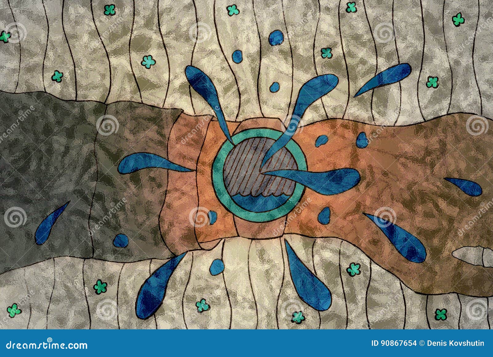 Drawing of a Hand with a Clock on an Abstract Background Stock ...