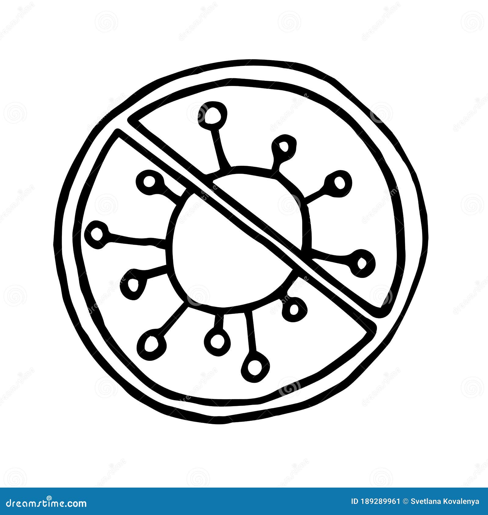 Drawing Hand-drawn Virus in a Round Stop Stock Vector - Illustration of ...