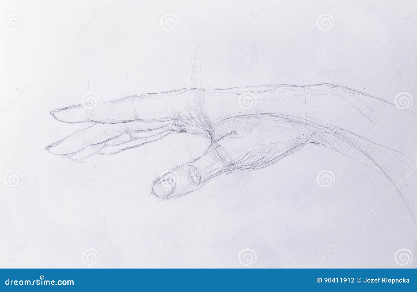 Drawing Hand, Pencil Sketch on Old Paper. Stock Illustration ...
