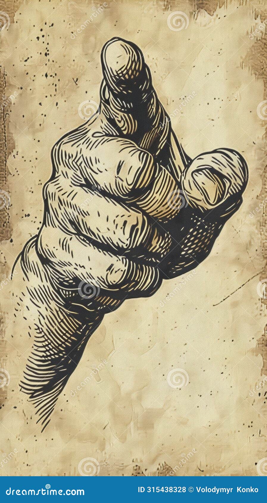 Drawing of a Hand Pointing Finger Stock Photo - Image of point, concept ...