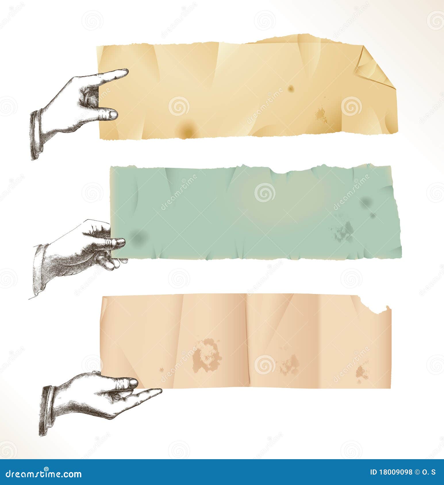 Drawing Hands with Old Torn Paper Stock Vector - Illustration of paper ...