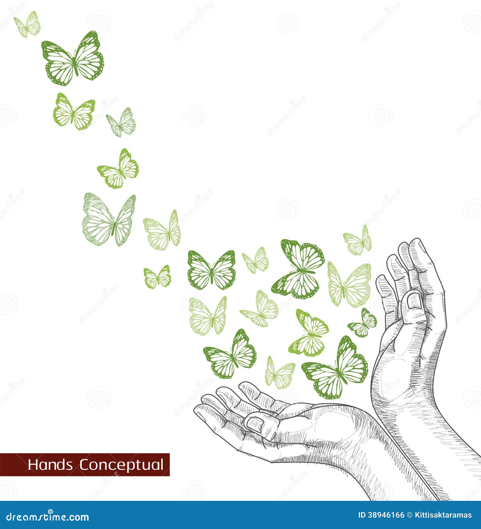 Drawing Hands Releasing Butterfly. Vector Illustration | CartoonDealer ...
