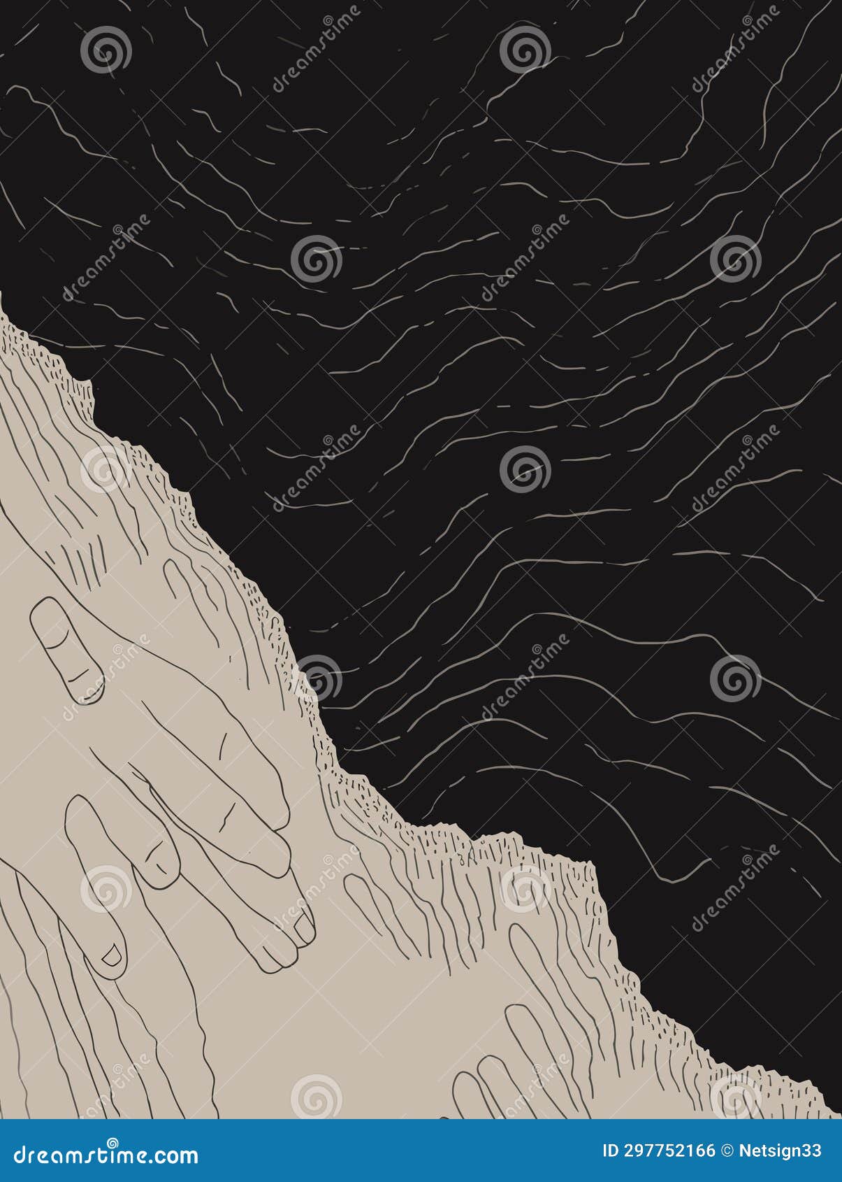 A Drawing of Hands Touching a Black Surface - Hands Stock Vector ...