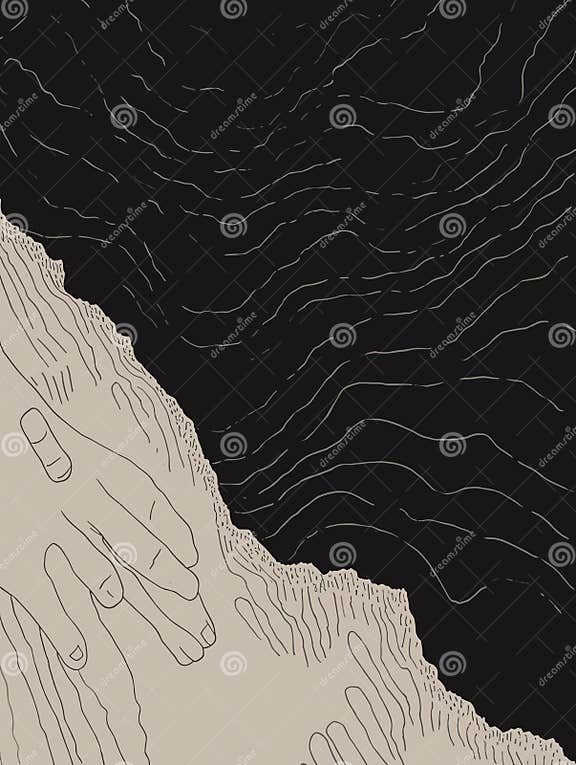 A Drawing of Hands Touching a Black Surface - Hands Stock Vector ...