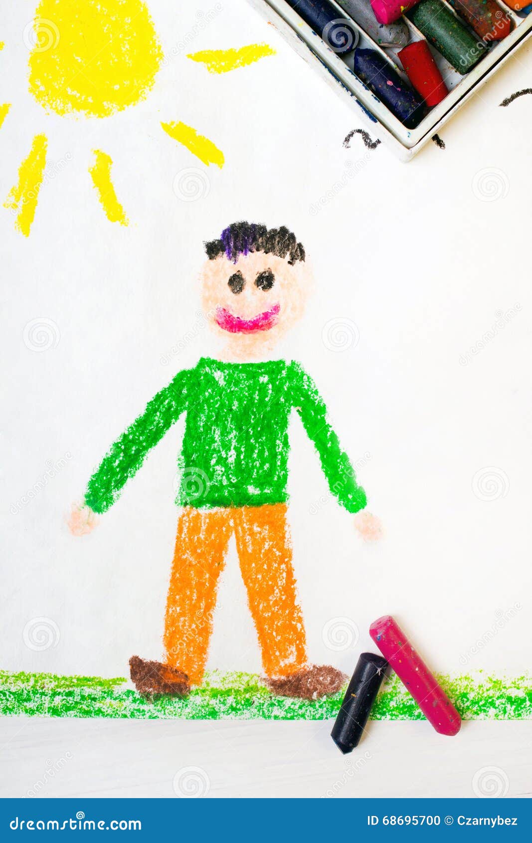 Drawing: happy boy stock illustration. Illustration of figure - 68695700