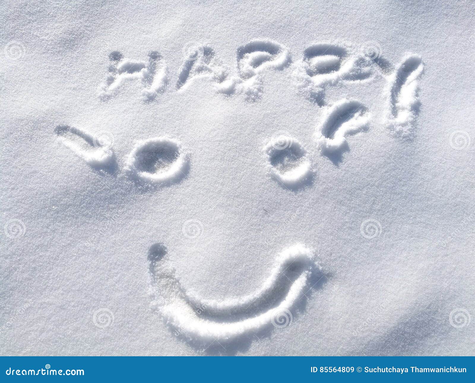 Drawing Happy Smiley Face on Snow in the Winter Time Background, Symbol ...
