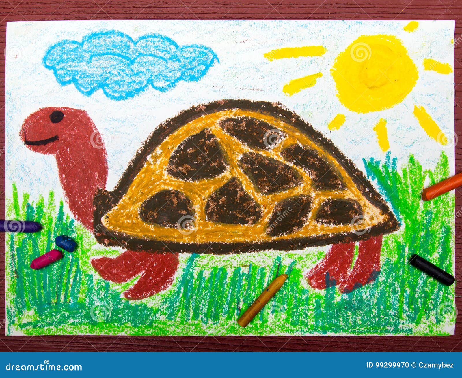 Turtle On The Grass Red-eared (yellow-bellied) Turtle Stock Image ...