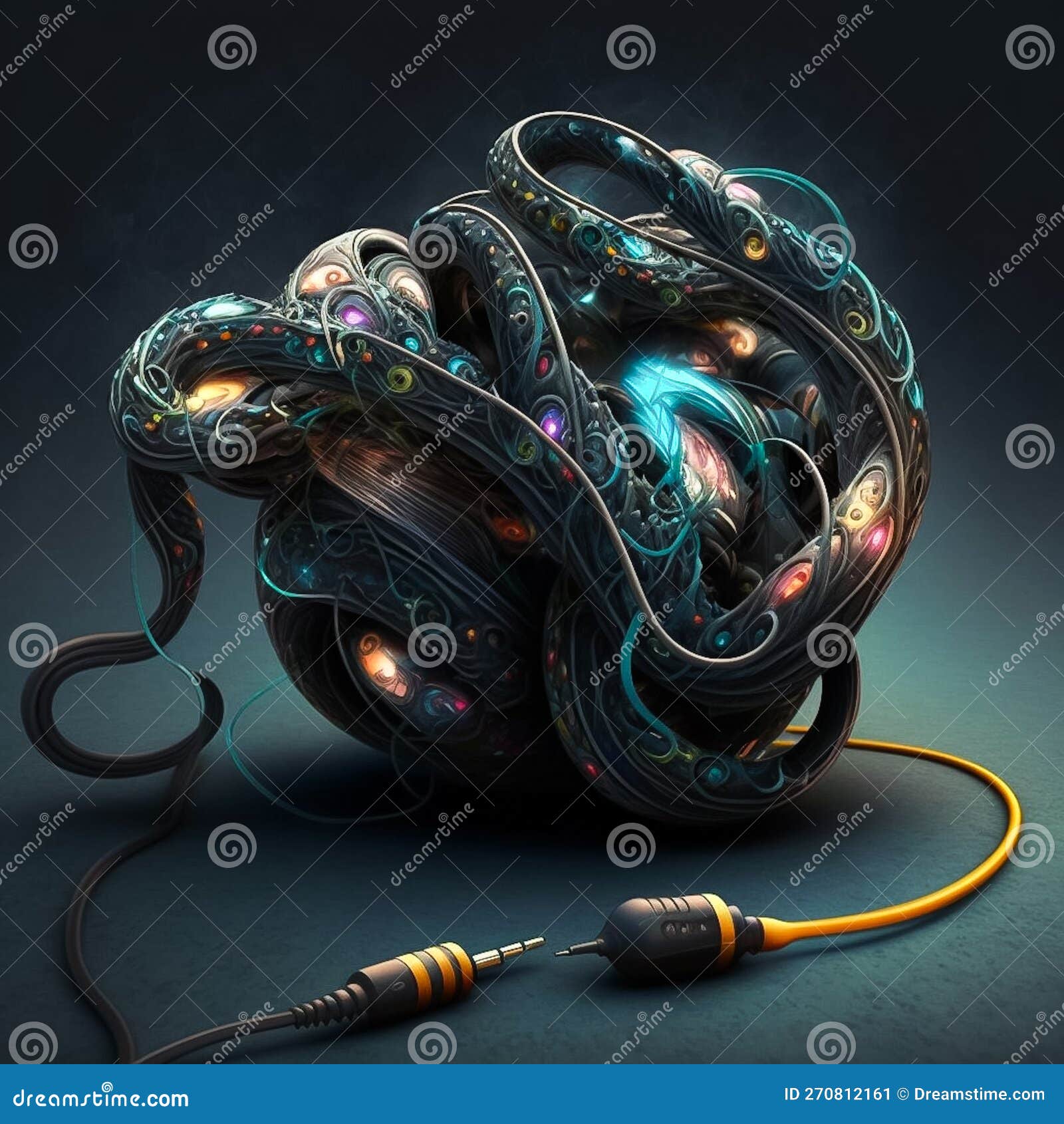A Drawing of a Headphones with a Snake on it. Stock Illustration ...