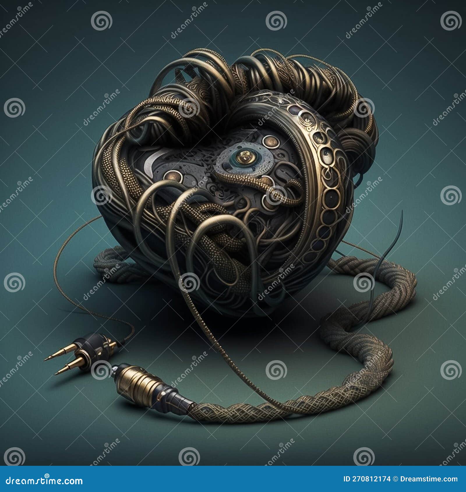 A Drawing of a Headphones with a Snake on it. Stock Photo - Image of ...