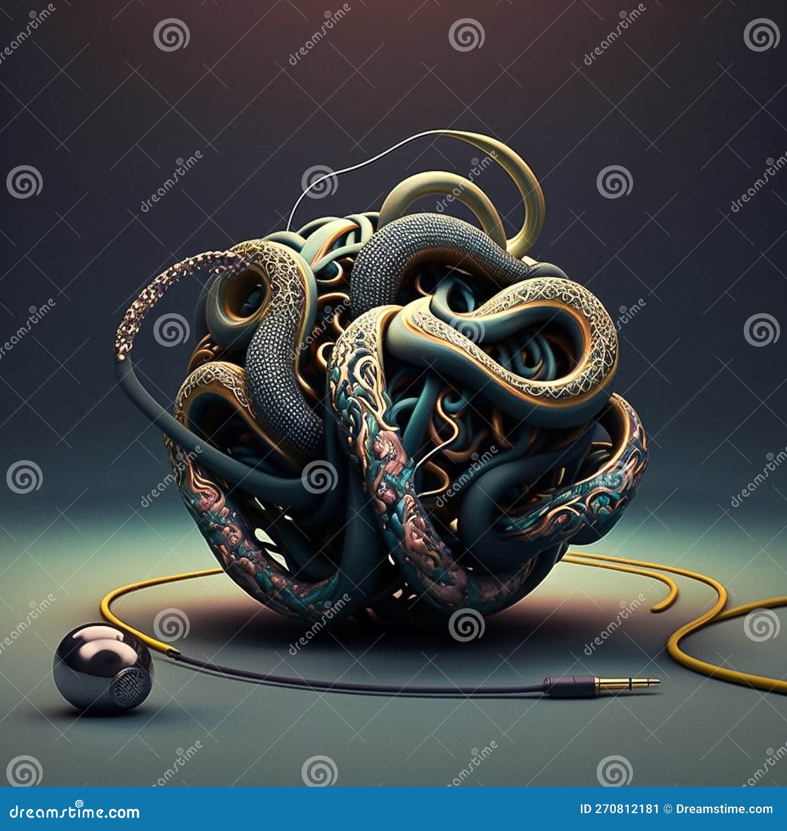 A Drawing of a Headphones with a Snake on it. Stock Illustration ...