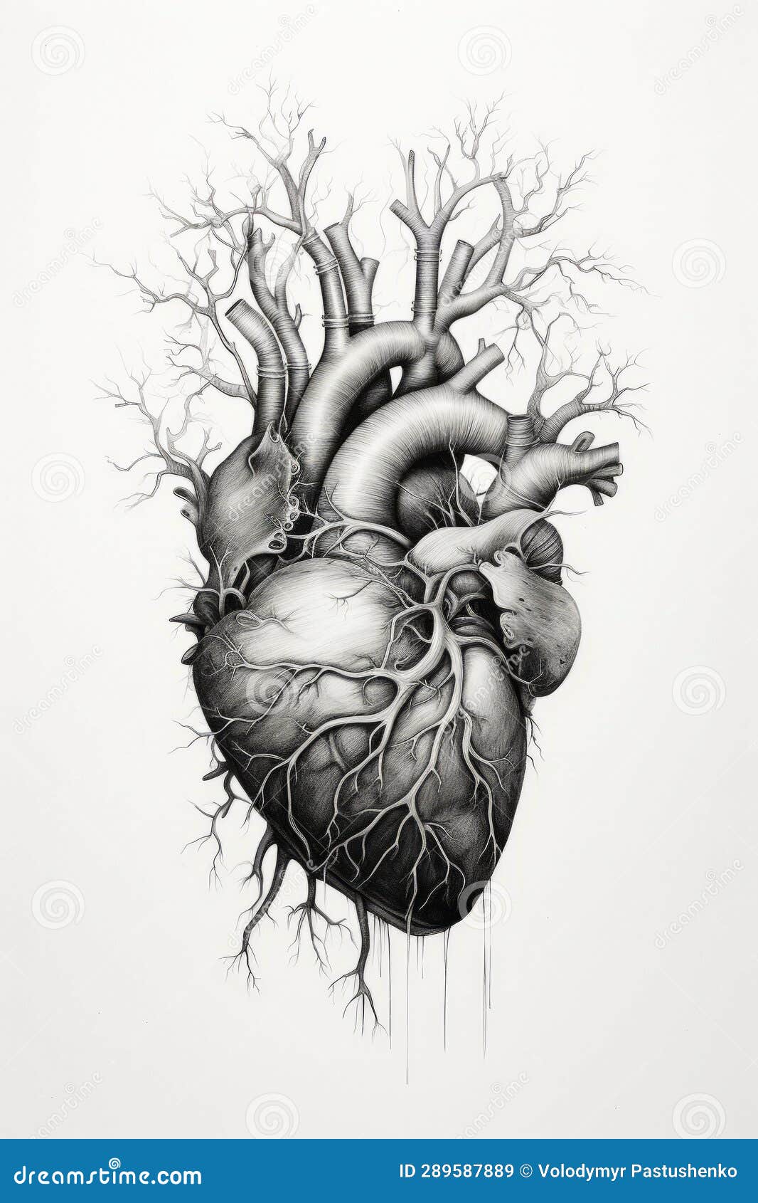 Drawing of Heart with Branches and Leaves on it. Generative AI Stock ...