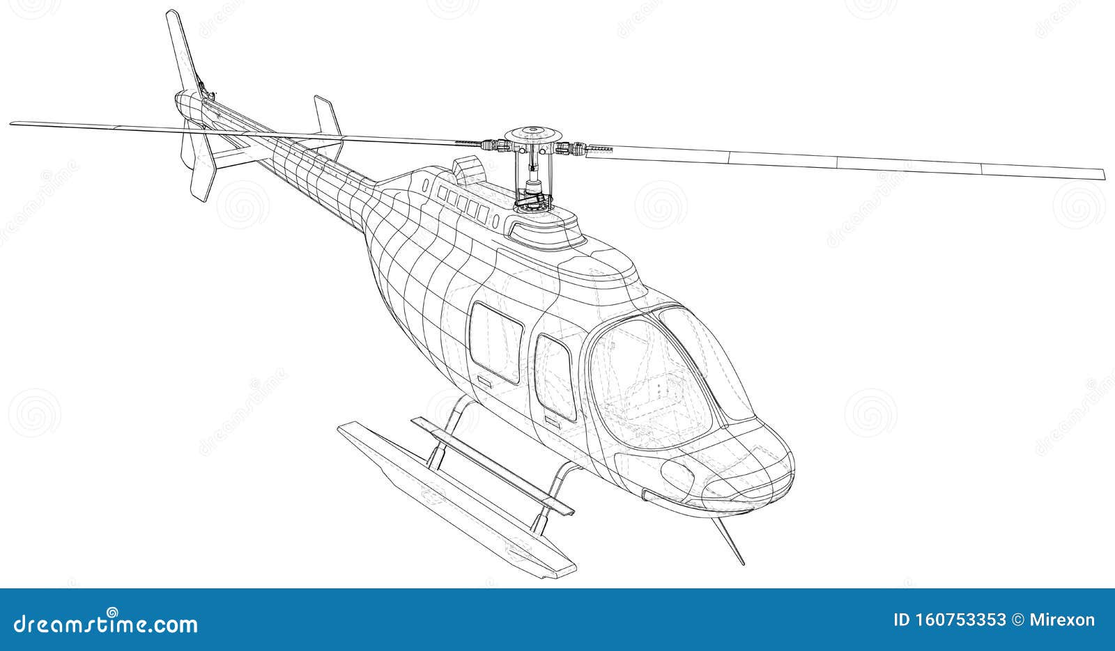 Drawing of Helicopter, Vector Wireframe Concept. Created Illustration ...