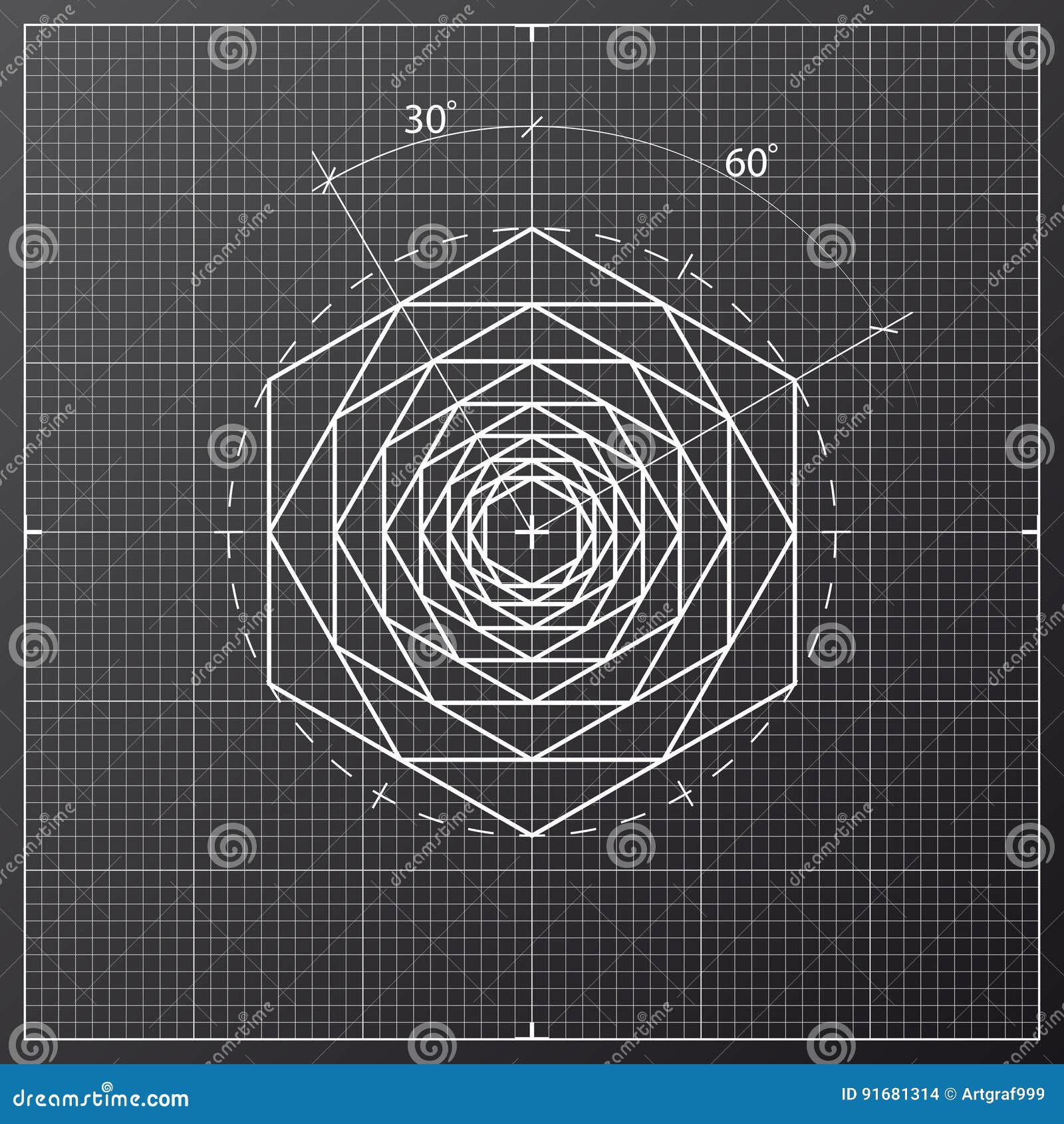 Drawing Hexahedron Composition Stock Illustration - Illustration of ...
