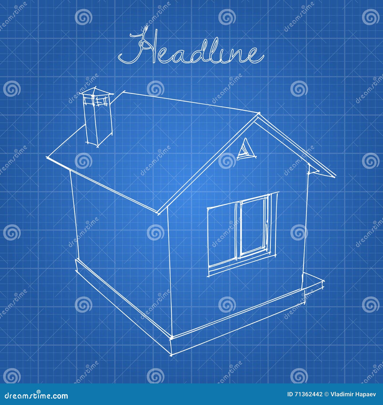 Drawing of the Home on a Blue Background. Stock Illustration ...