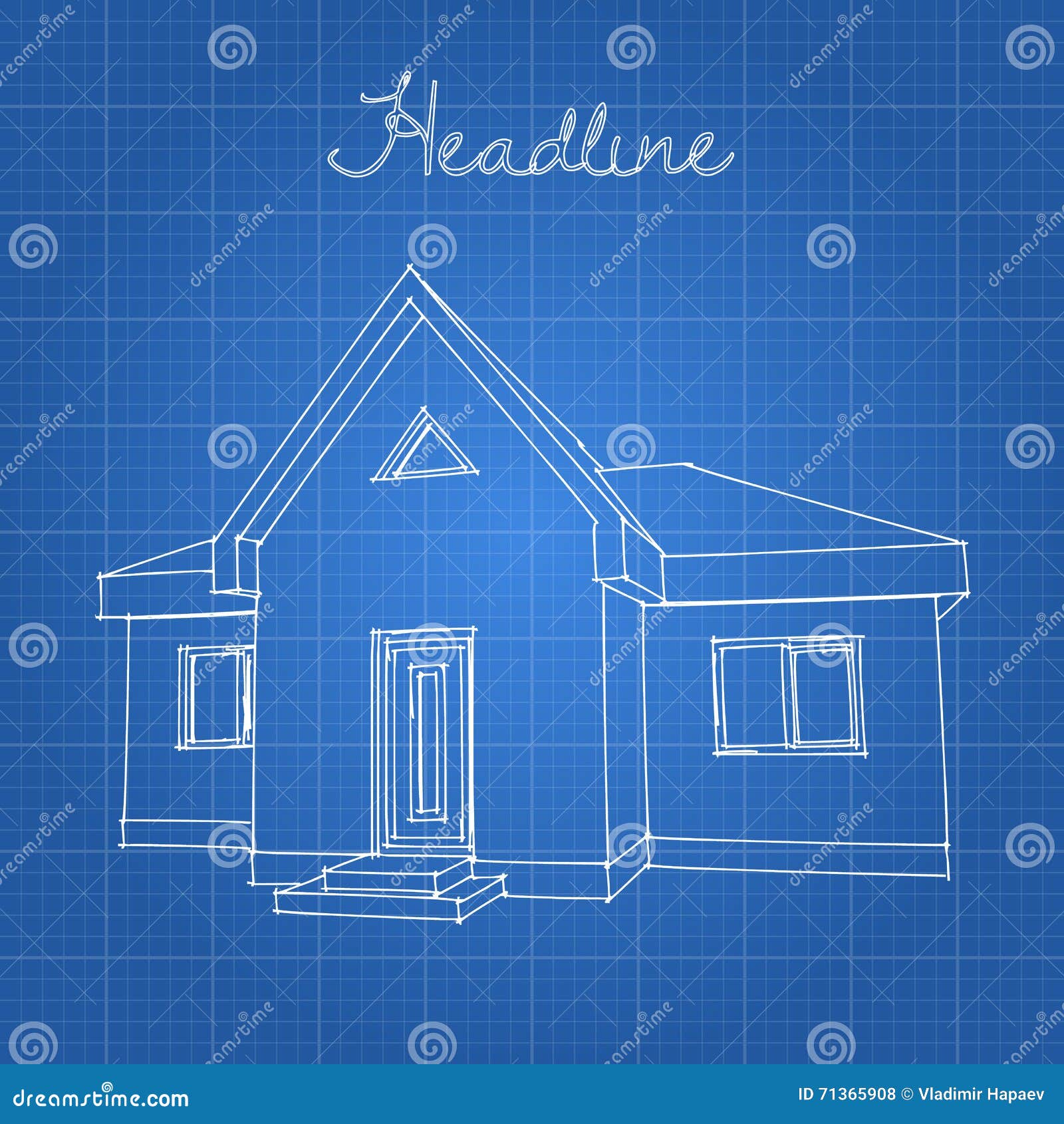 Drawing of the Home on a Blue Background. Stock Illustration ...