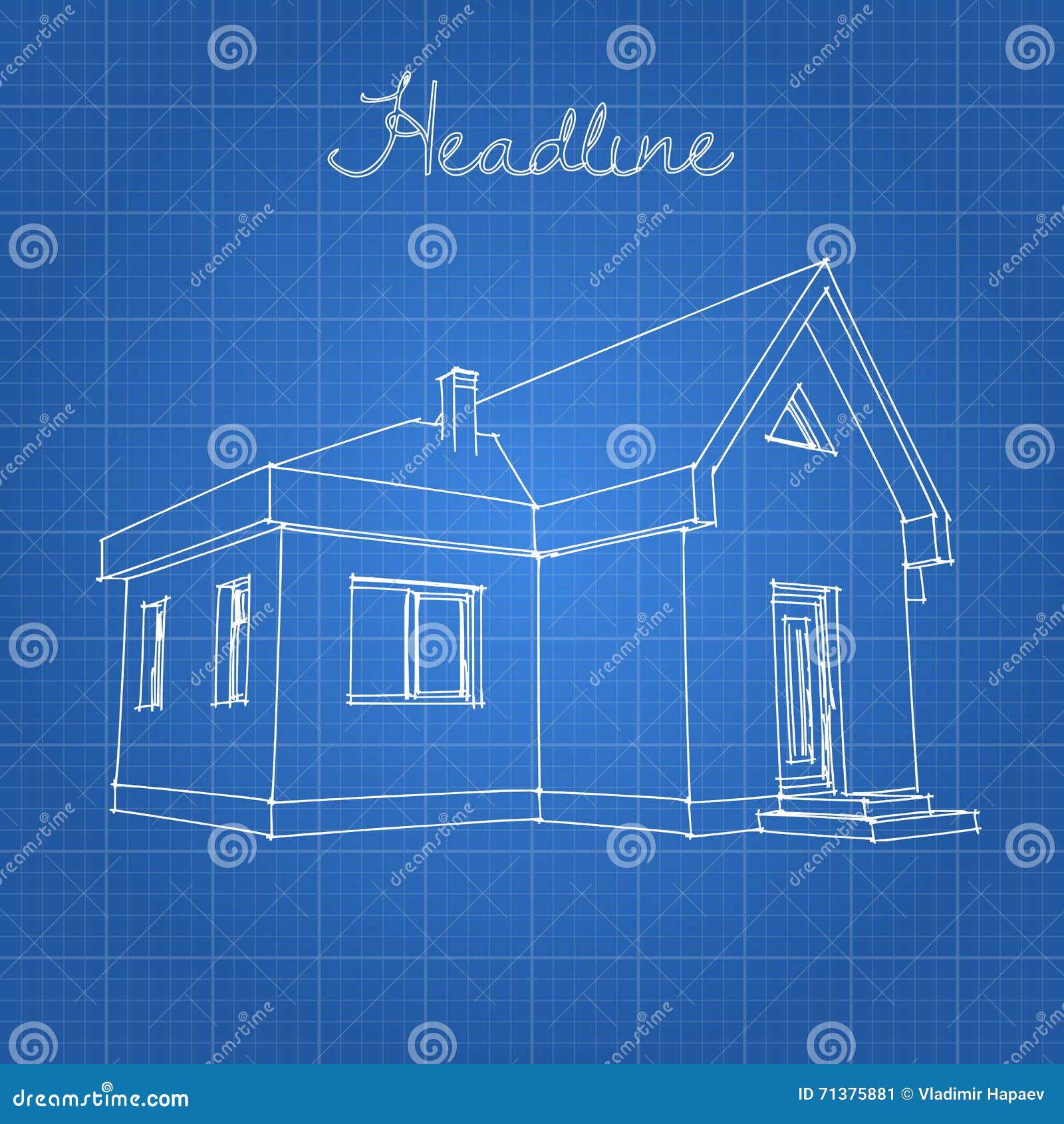 Drawing of the Home on a Blue Background. Stock Illustration ...