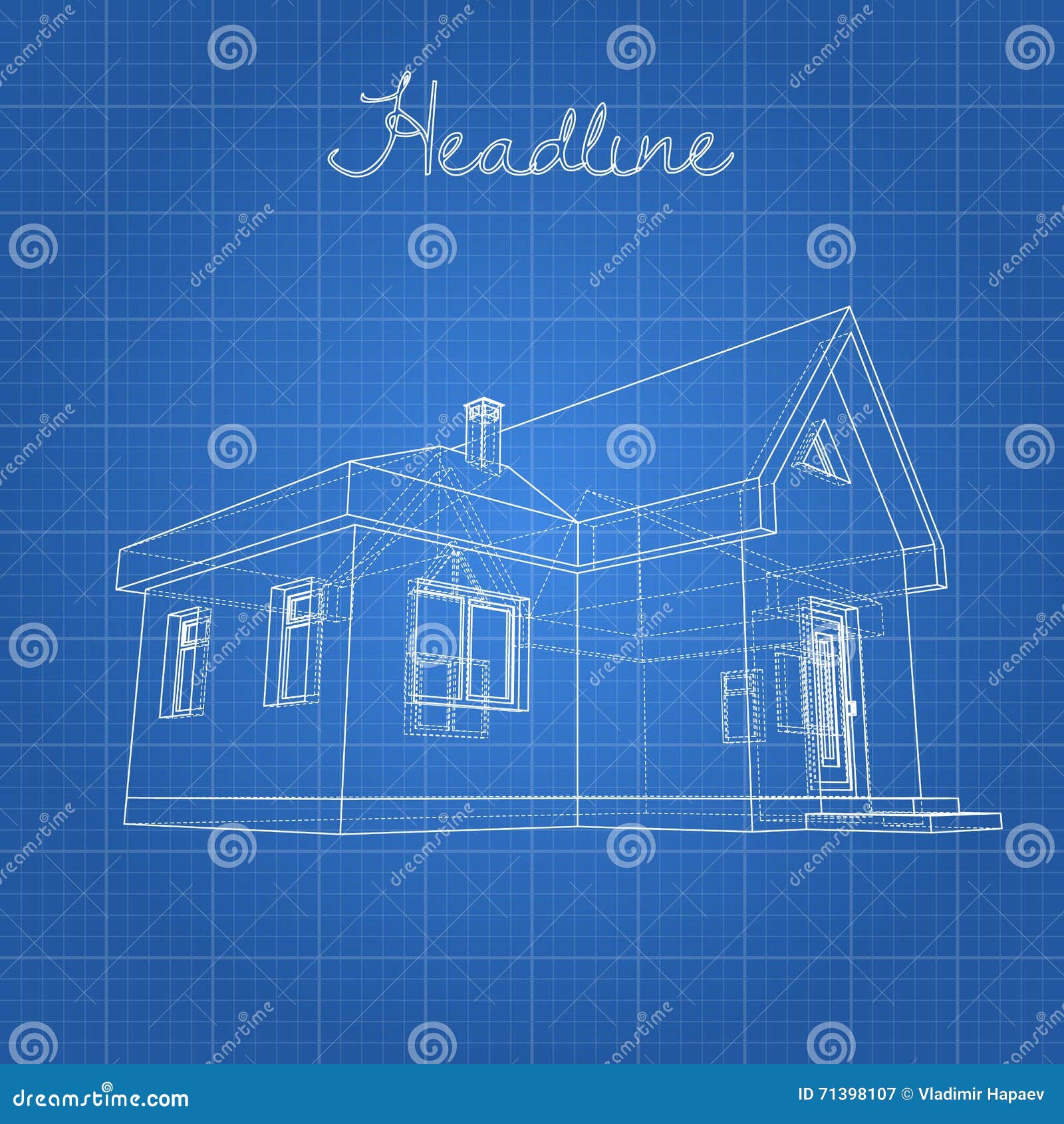 Drawing of the Home on a Blue Background. Stock Illustration ...