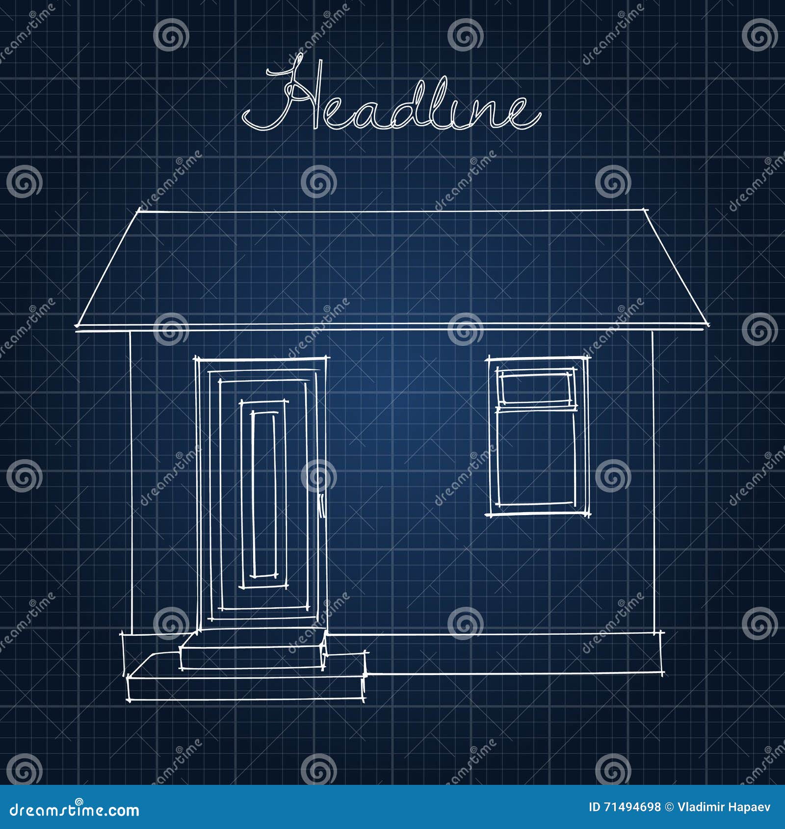 Drawing of the Home on a Blue Background. Stock Illustration ...
