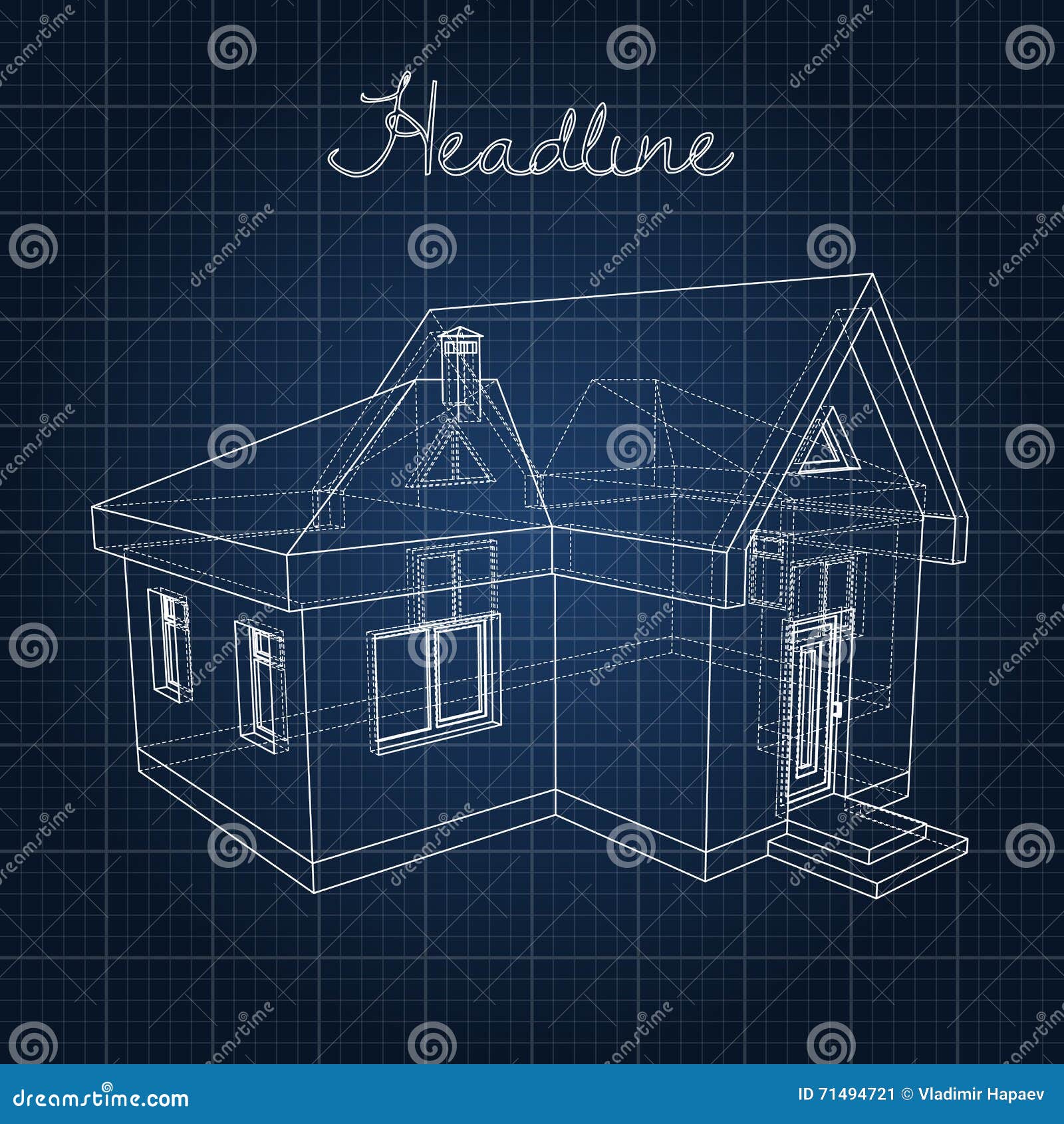 Drawing of the Home on a Blue Background. Stock Illustration ...