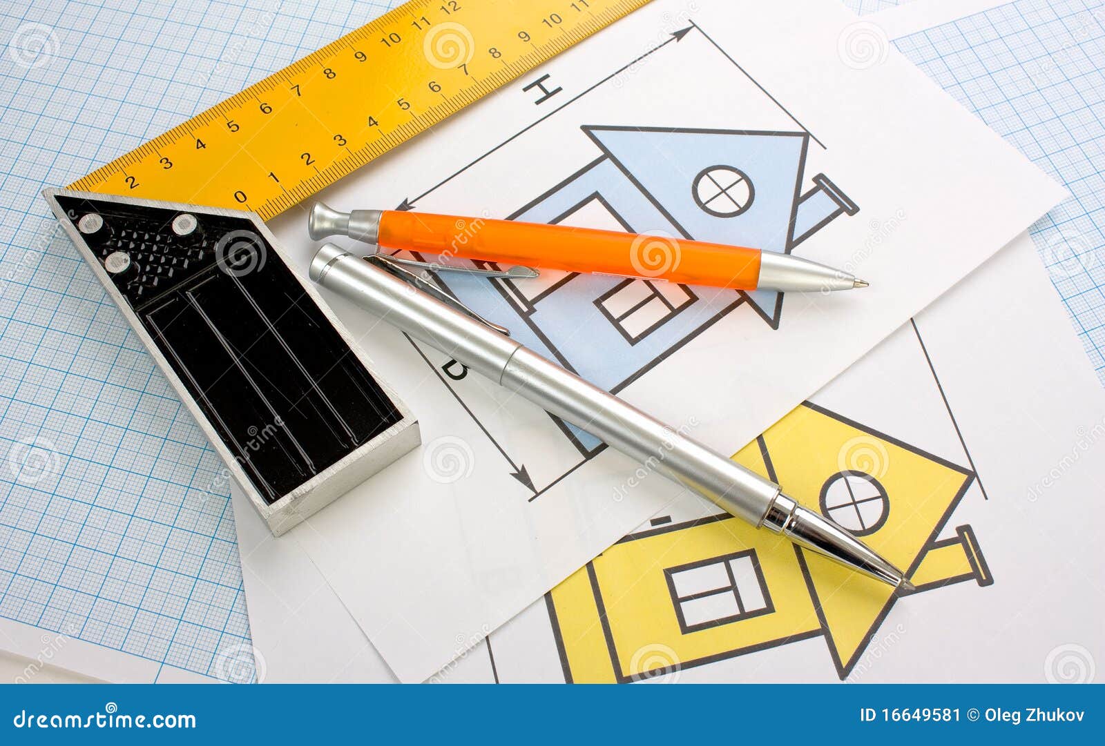 Drawing at Home with Construction Tools Stock Image - Image of industry ...