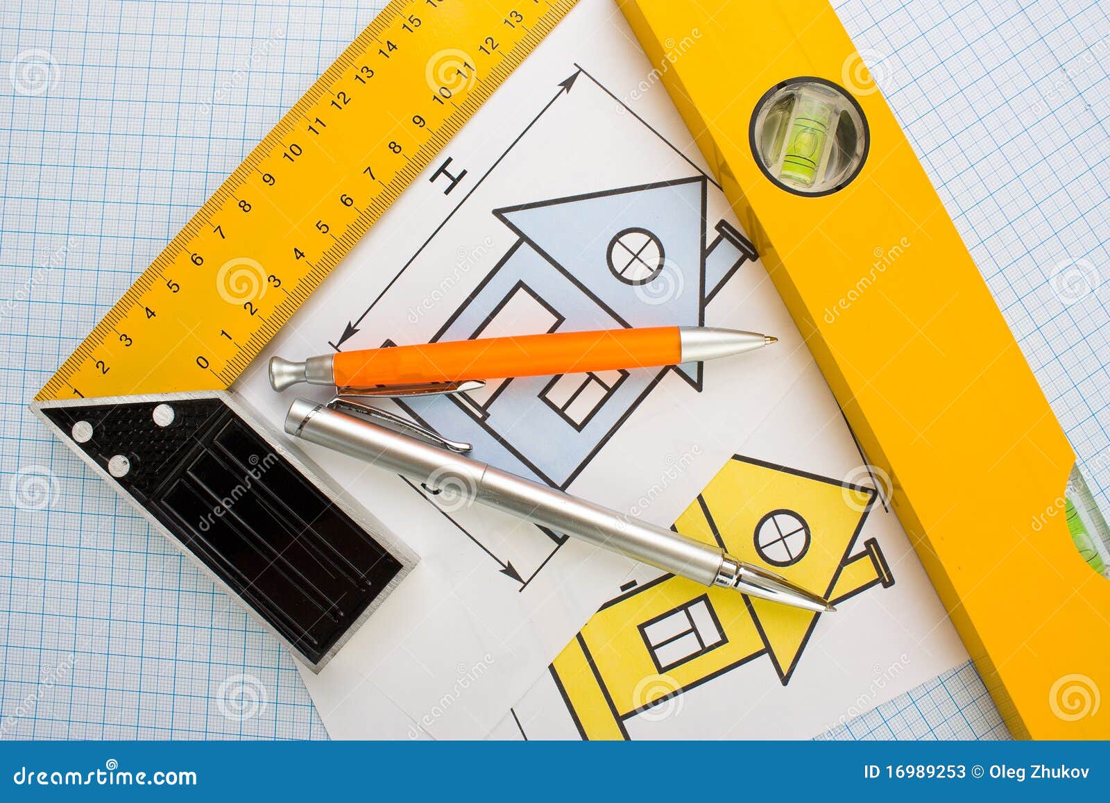 Drawing at Home with Construction Tools Stock Image - Image of tool ...