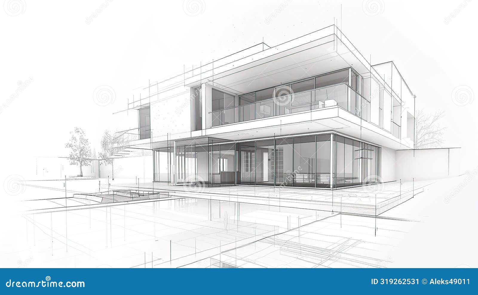 Drawing of a House.Engineering Design of Architecture.generative Ai ...
