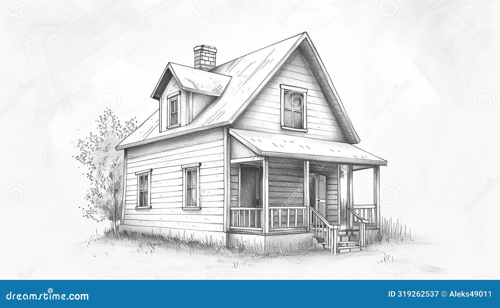 Drawing of a House.Engineering Design of Architecture.generative Ai ...