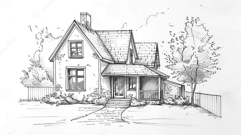 Drawing of a House.Engineering Design of Architecture.generative Ai ...