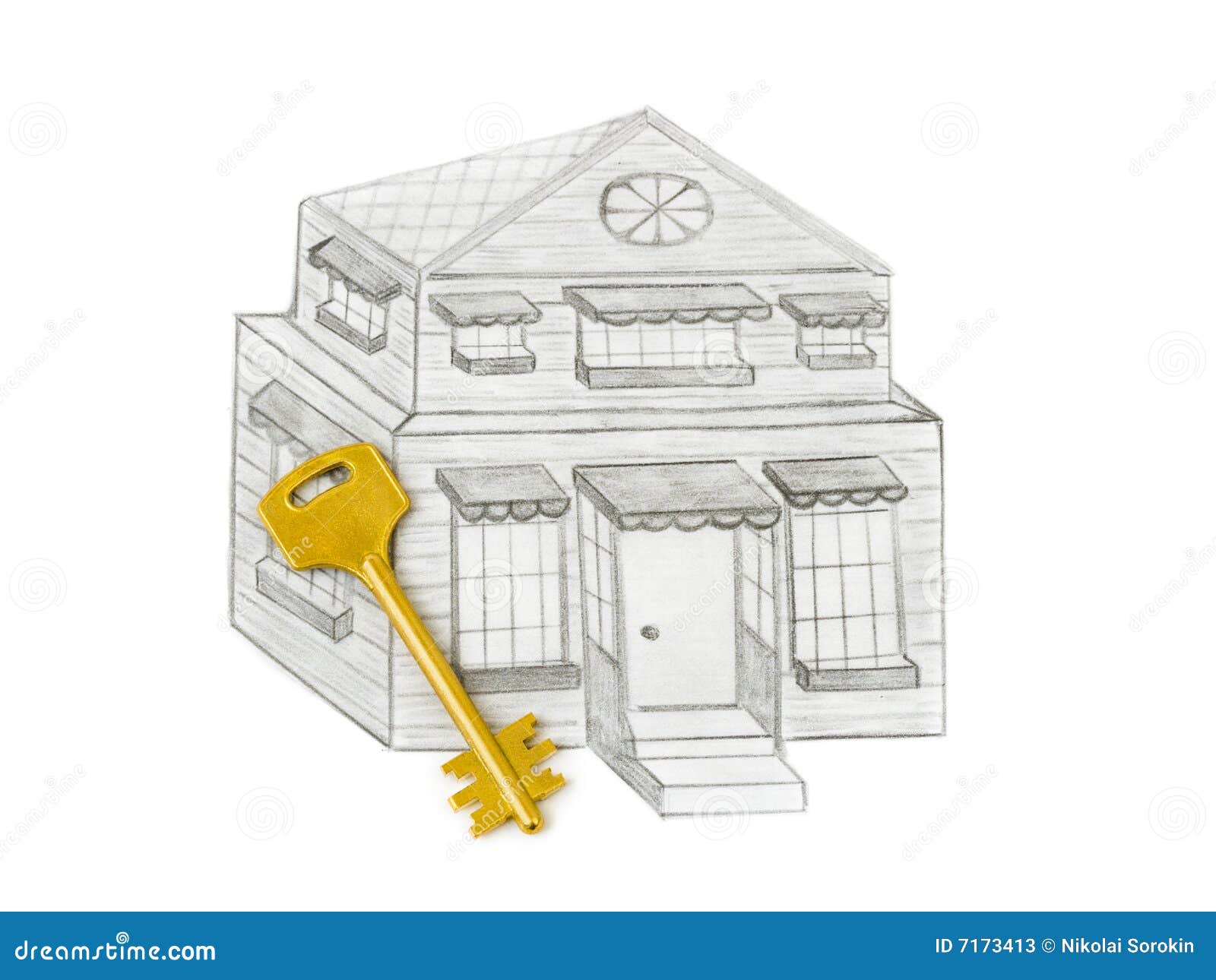 Drawing house and key stock image. Image of loan, abstract - 7173413