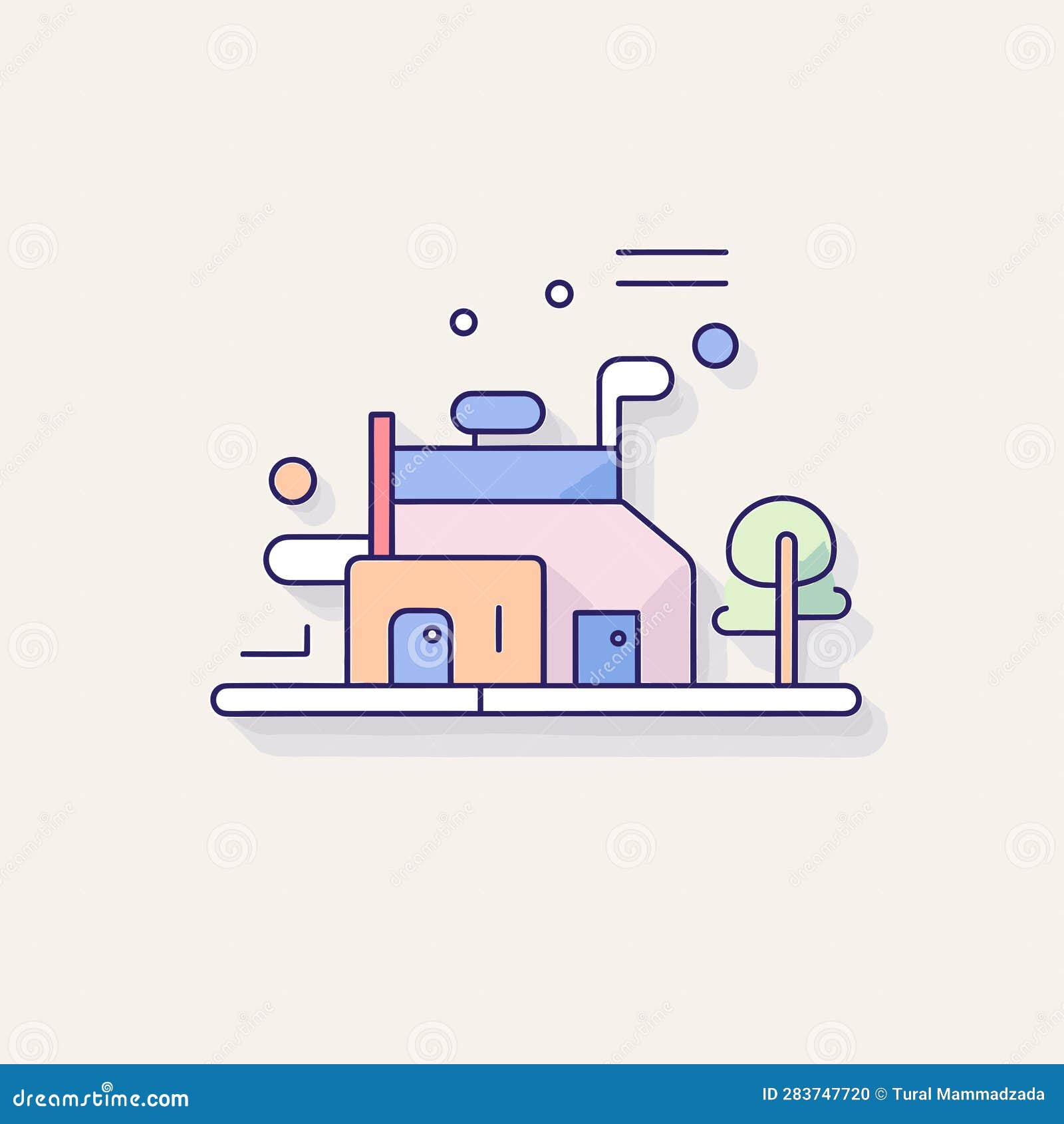Vector a Minimalist Line Drawing of a House on a Plate Stock Vector ...
