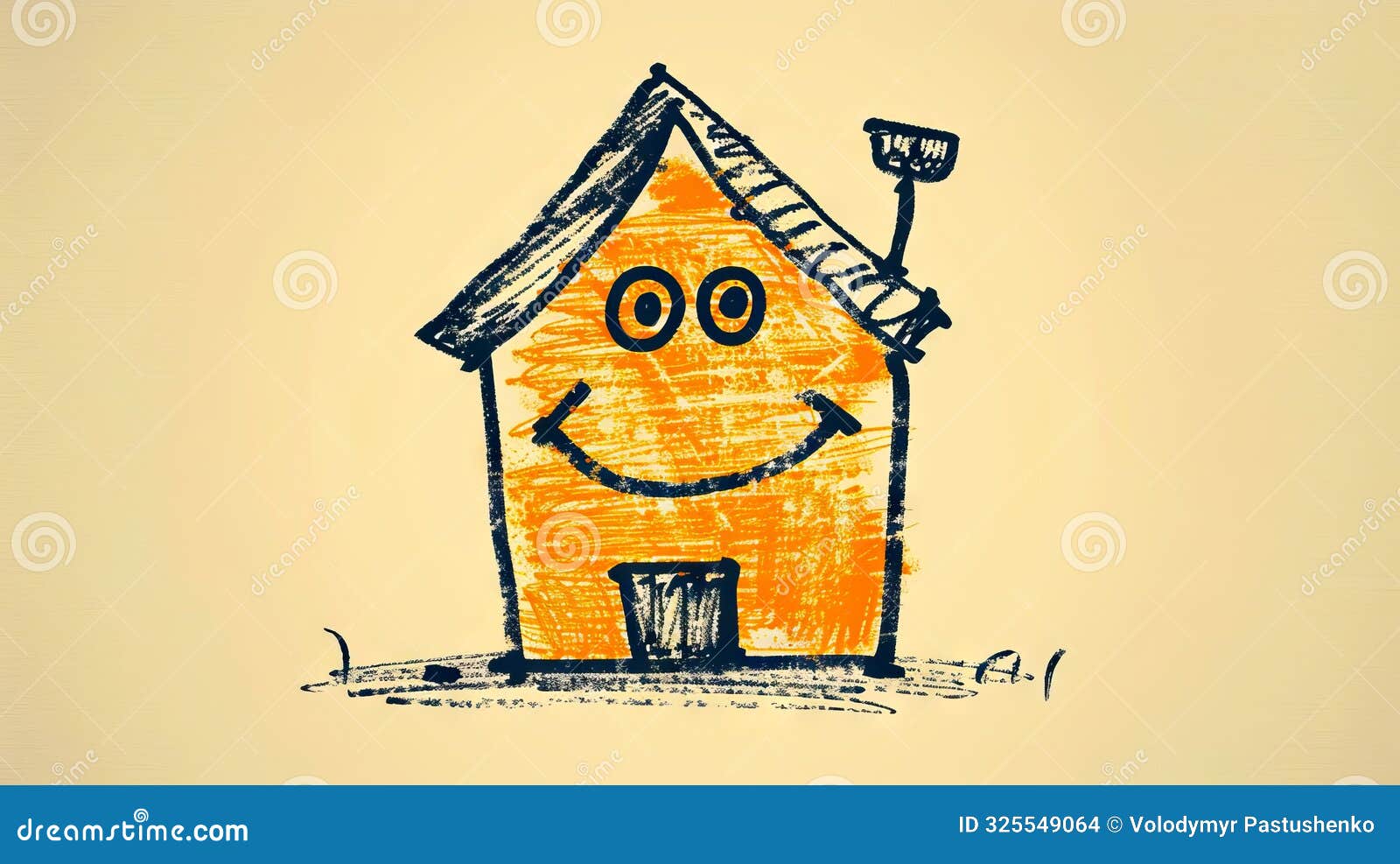 A Drawing of a House with a Smiley Face Stock Photo - Image of smiley ...