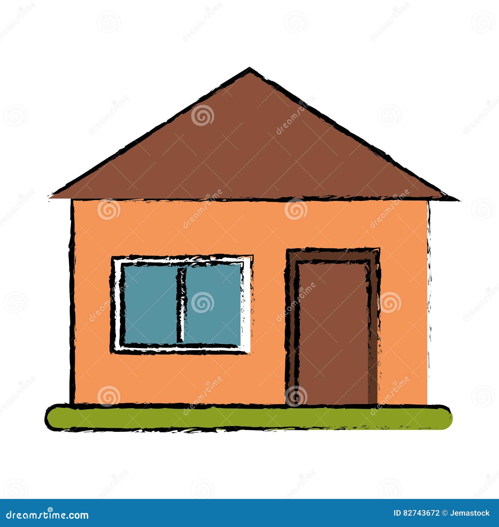 Drawing House Suburban Architecture Green Grass Stock Vector ...