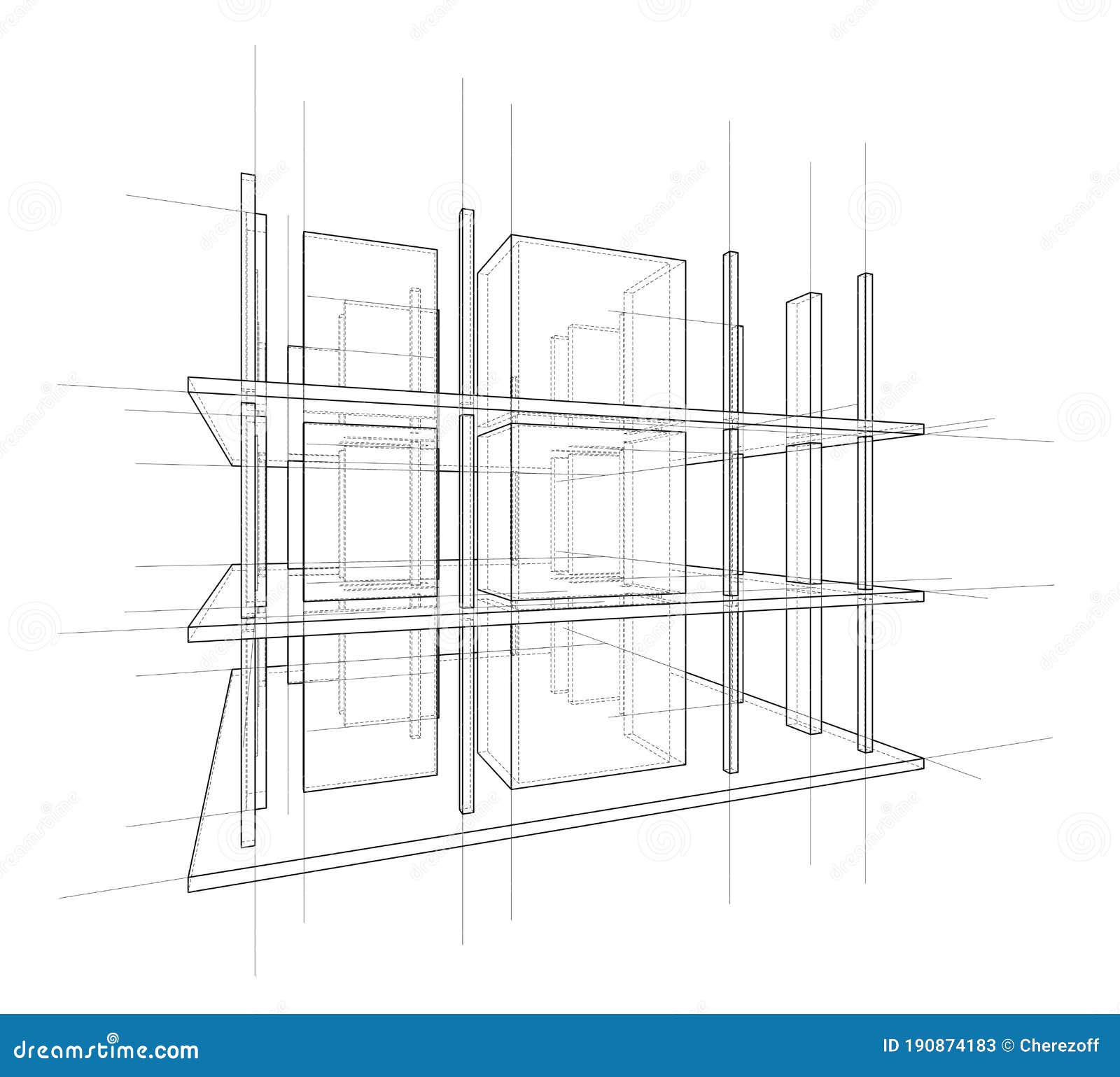 Drawing of a House Under Construction Stock Illustration - Illustration ...