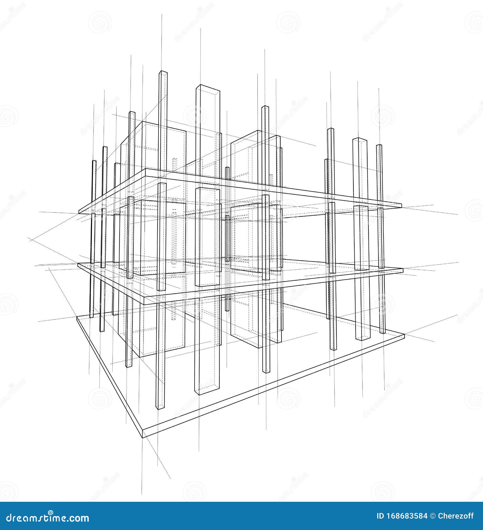Drawing of a House Under Construction. Vector Stock Vector ...