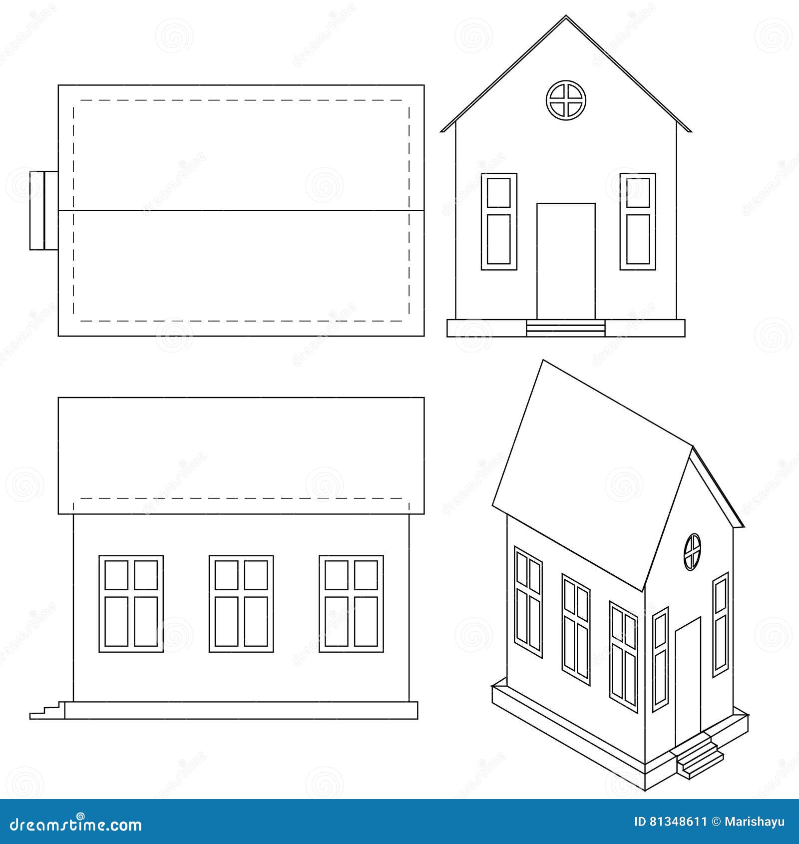 Line Drawing House Clipart Porch