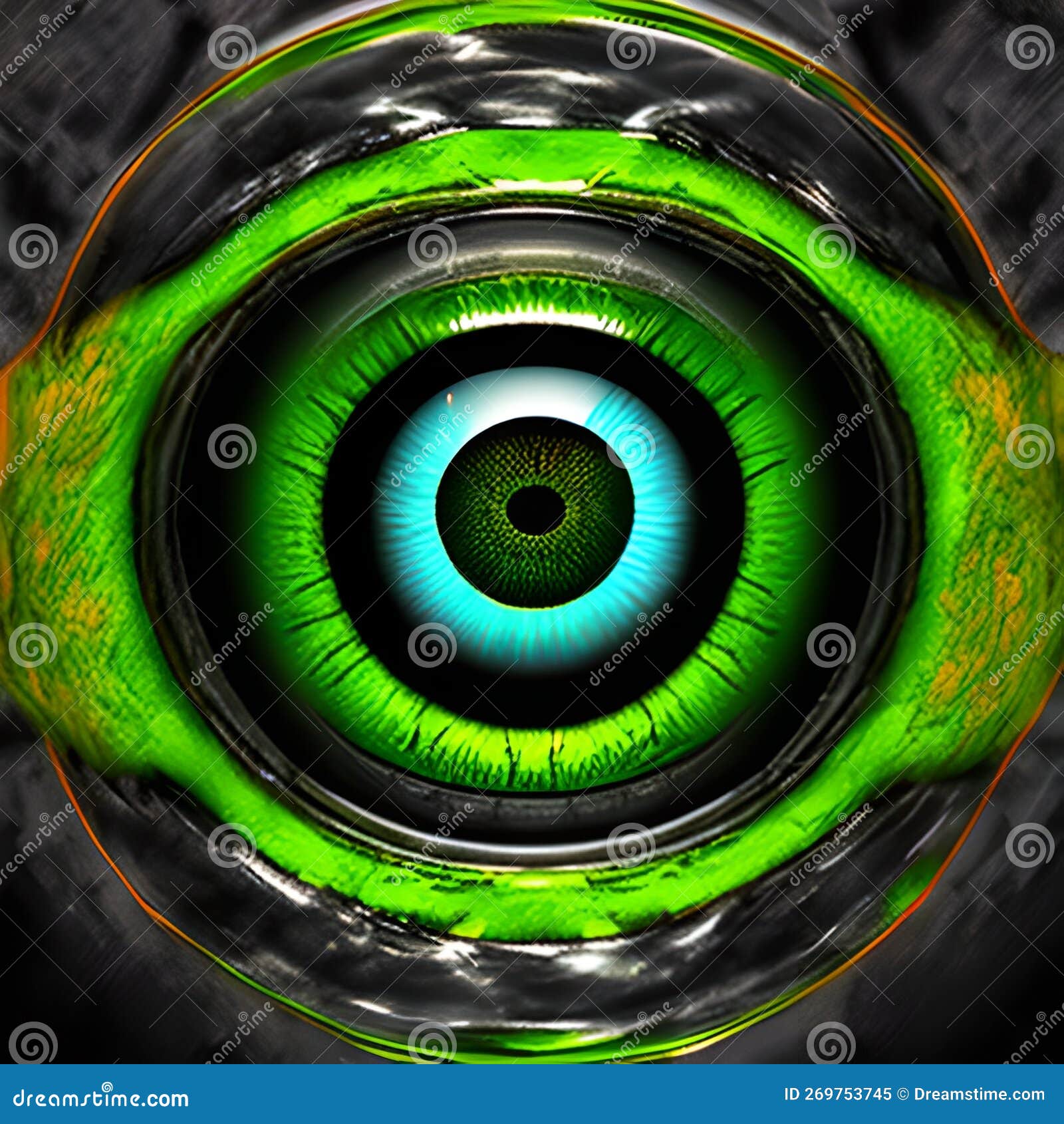 Drawing of the Human Eye in a Surrealistic Green Design Ai Generated ...