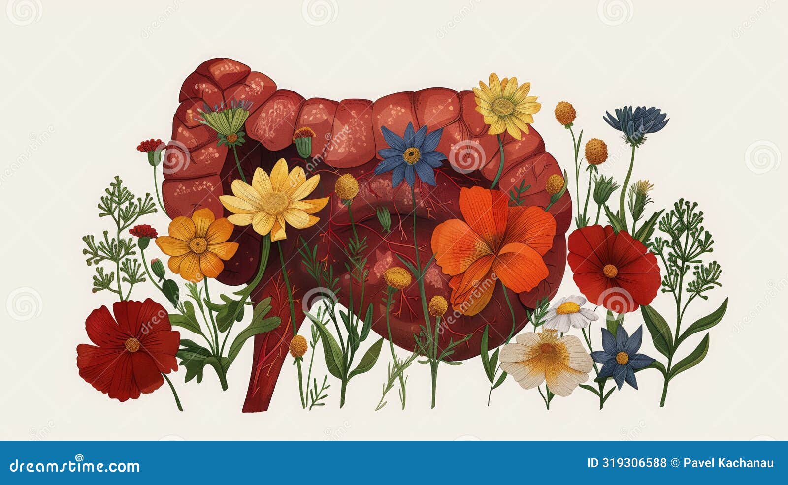 Drawing of a Human Liver with Flowers Growing from it Stock ...