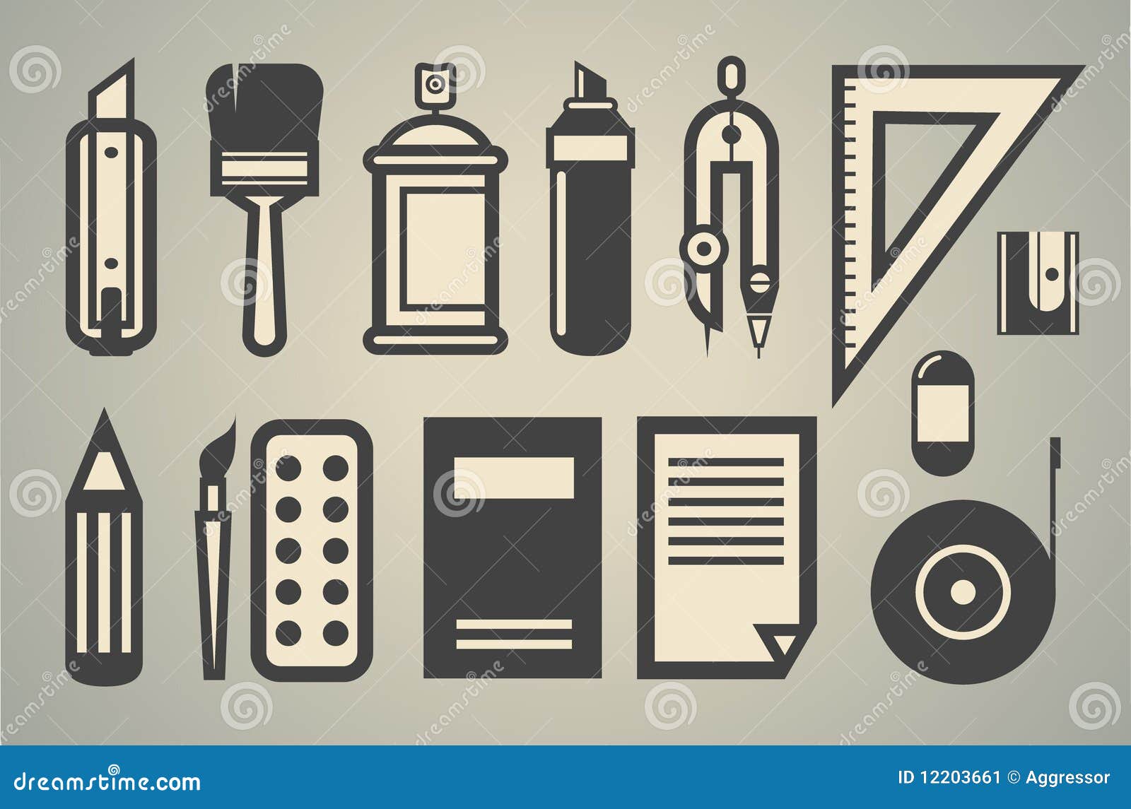 Drawing icons stock vector. Illustration of pencil, symbols - 12203661